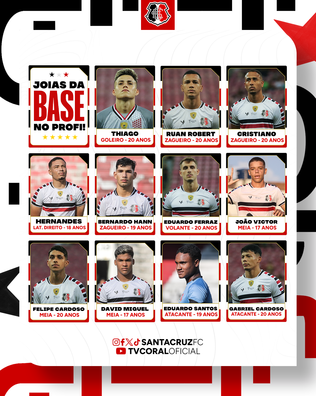 11 atletas da base serão integrados ao profissional | Santa Cruz ...